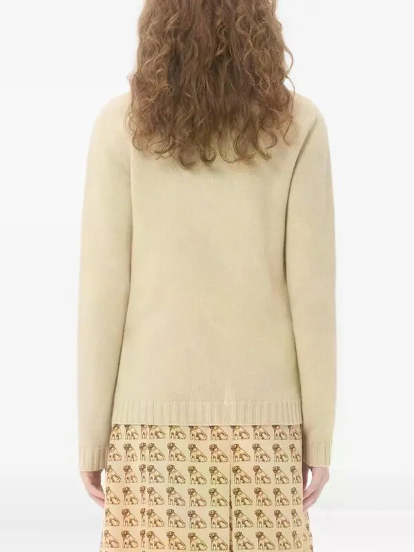 Valentino Garavani Chez " Embroidered Virgin Wool Sweater - Neutrals