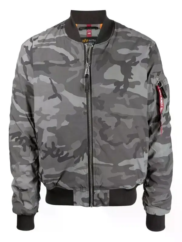 Alpha Industries Camouflage-print Bomber Jacket - Black Camo
