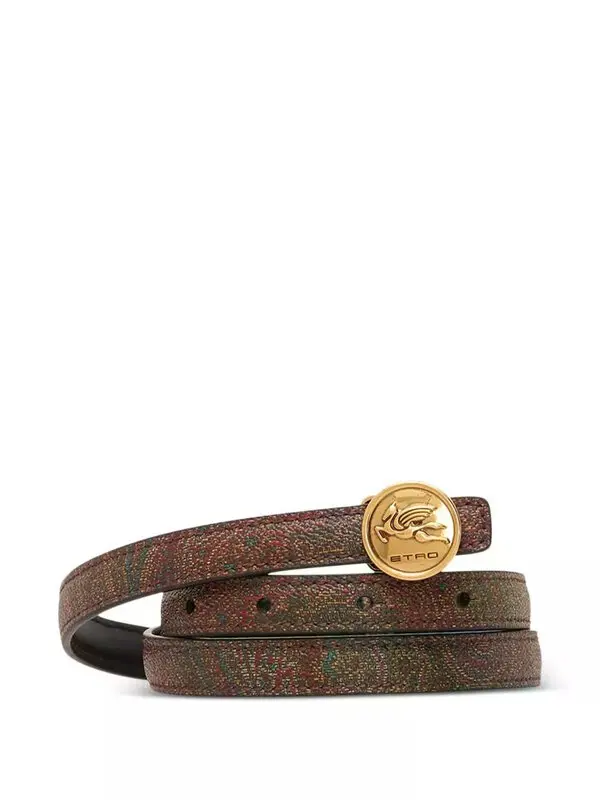 Etro Paisley-pattern Circular-buckle Belt - Brown
