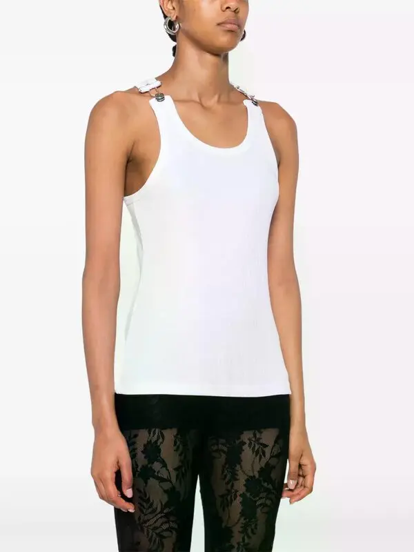 JEAN PAUL GAULTIERJEANS リブ編みタンクトップ ホワイト Ribbed-knit cotton jersey tank top in white - Jean Paul Gaultier