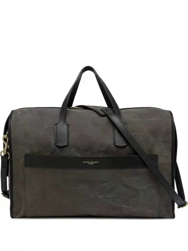 GIANNI CHIARINI Leather-trimmed Canvas Duffle Bag - Grey