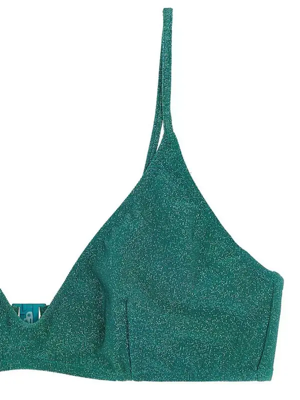 MC2 SAINT BARTH Paloma Lurex Triangle Bikini Top - Green