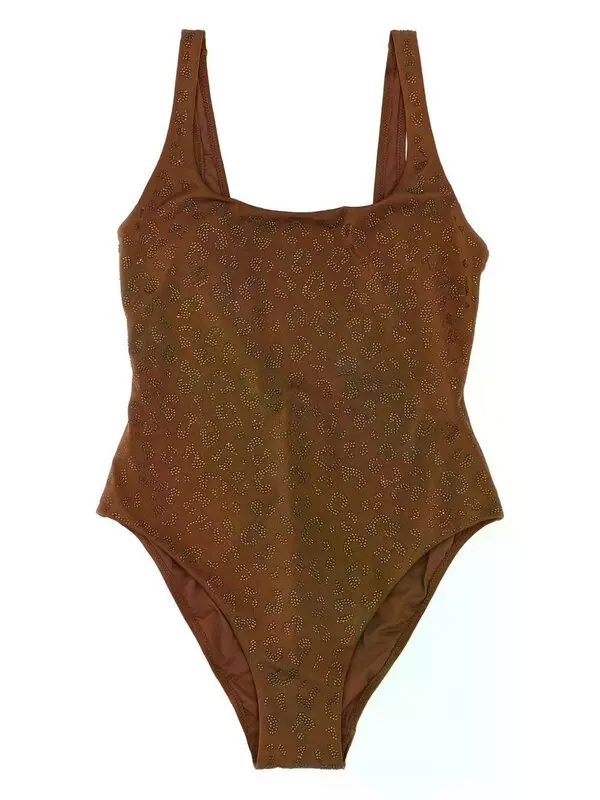 MC2 SAINT BARTH Lora Rhinestone-leopard Swimsuit - Brown