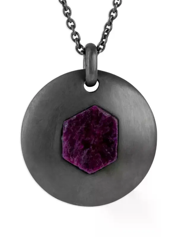 PARTS OF FOUR Ruby-set Disc Pendant Necklace - Black