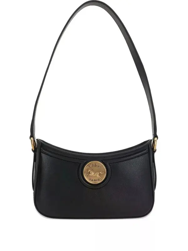 Chloé Leather Shoulder Bag With Logo Plaque