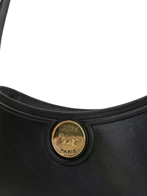 Chloé Leather Shoulder Bag With Logo Plaque
