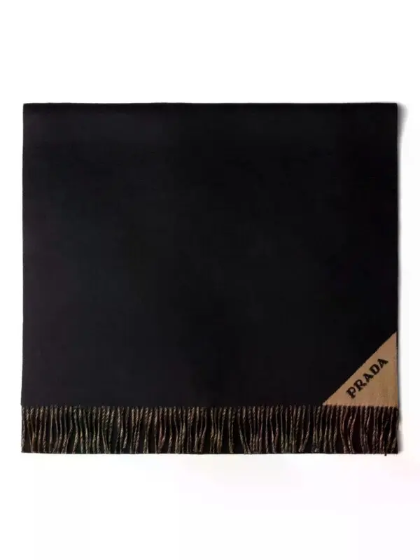 Prada Jacquard-logo Cashmere Scarf - Black