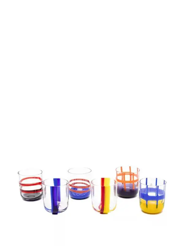 ICHENDORF MILANO Striped Glass Tumblers - Blue