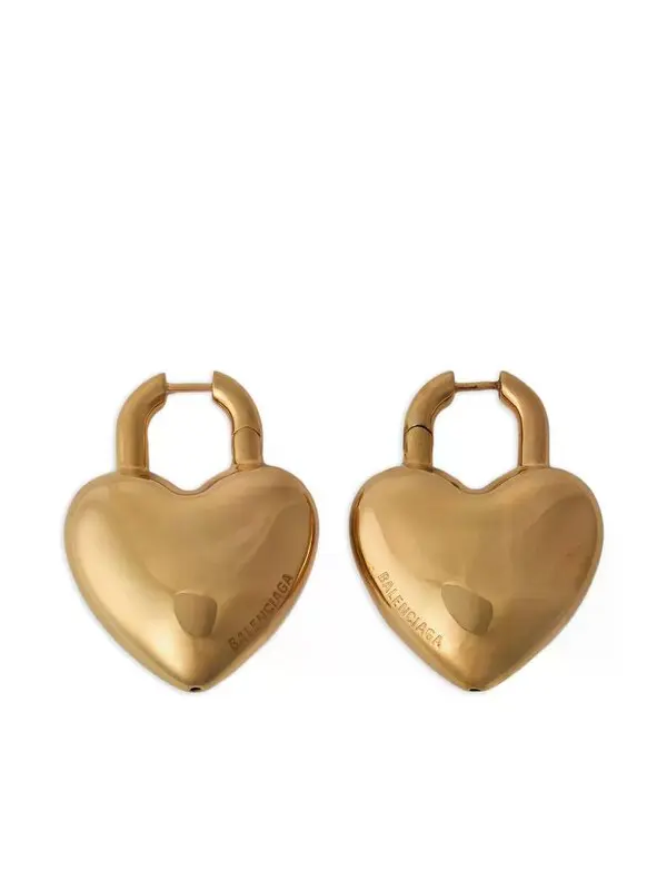 Balenciaga Heart-shaped Hoop Earrings - Gold