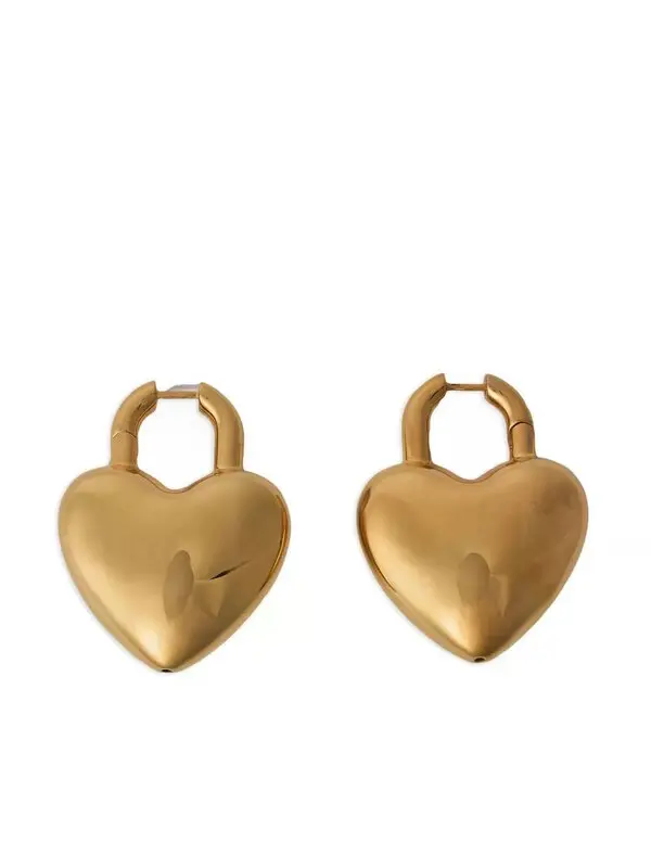 Balenciaga Heart-shaped Hoop Earrings - Gold
