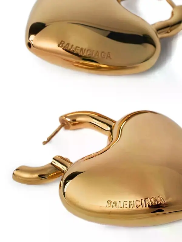 Balenciaga Heart-shaped Hoop Earrings - Gold