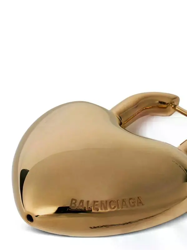 Balenciaga Heart-shaped Hoop Earrings - Gold