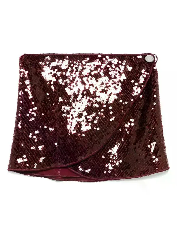 Oseree Sequin-embellished Wrap Skirt - Red