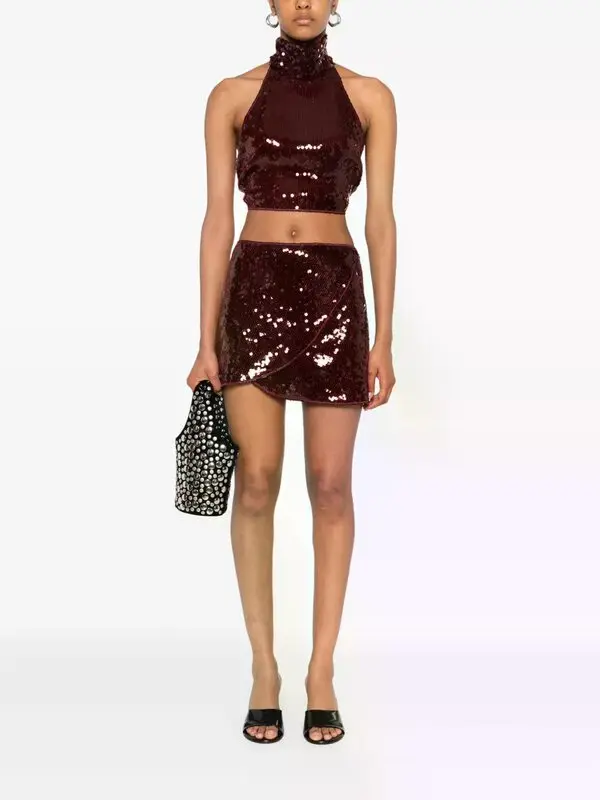Oseree Sequin-embellished Wrap Skirt - Red