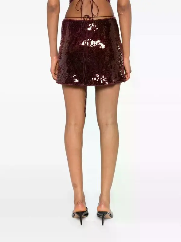 Oseree Sequin-embellished Wrap Skirt - Red