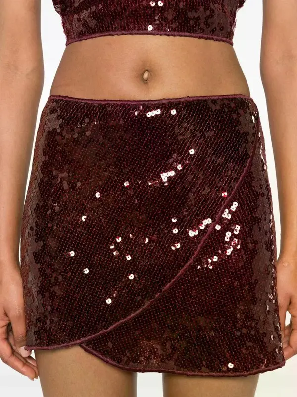 Oseree Sequin-embellished Wrap Skirt - Red