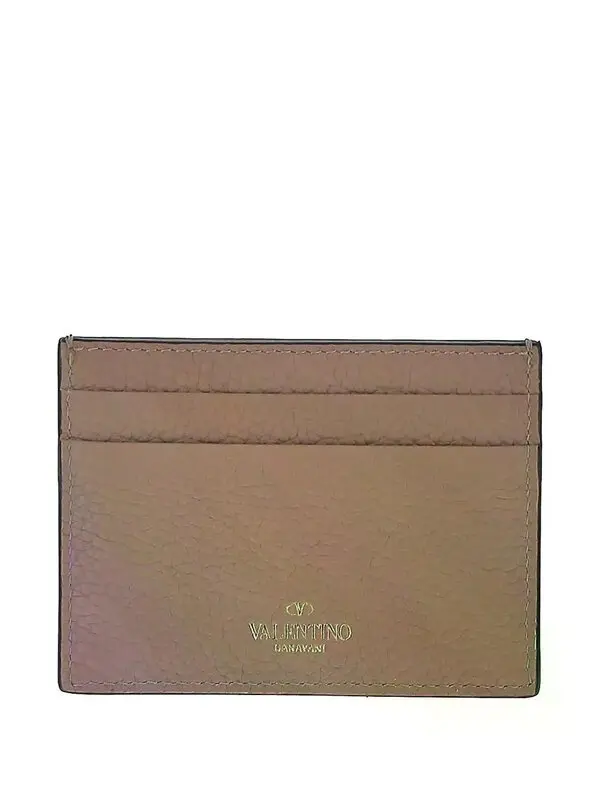 Valentino Garavani Rockstud Leather Card Holder - Brown