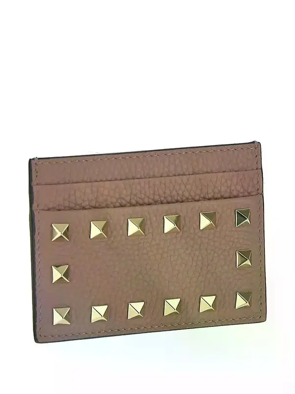 Valentino Garavani Rockstud Leather Card Holder - Brown