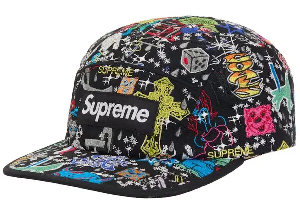 Supreme Embroidered Camp Cap - Black