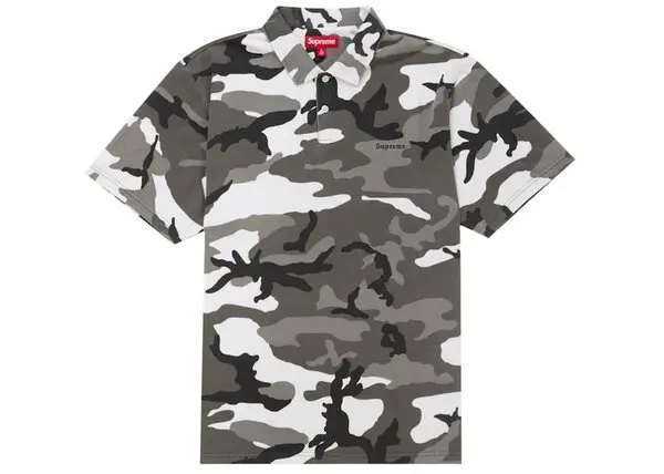 Supreme Washed Camo Polo Shirt - Snow Camo