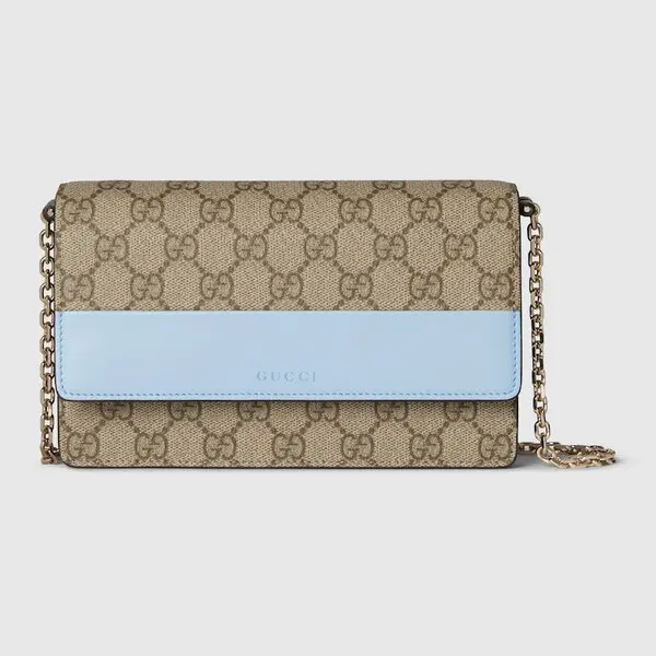 Gucci Gg Emblem Wallet On Chain - Blue