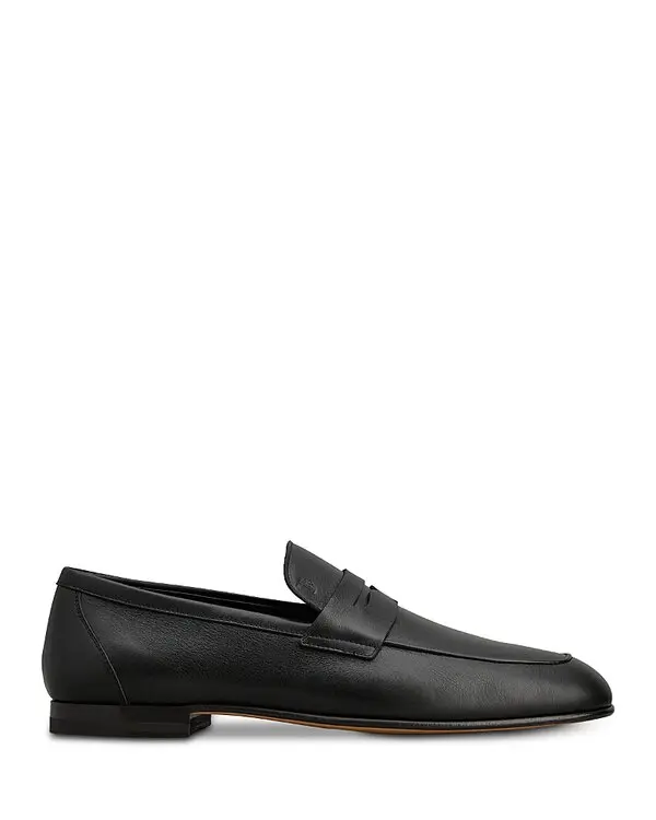TOD'S Leather Penny Loafers - Black