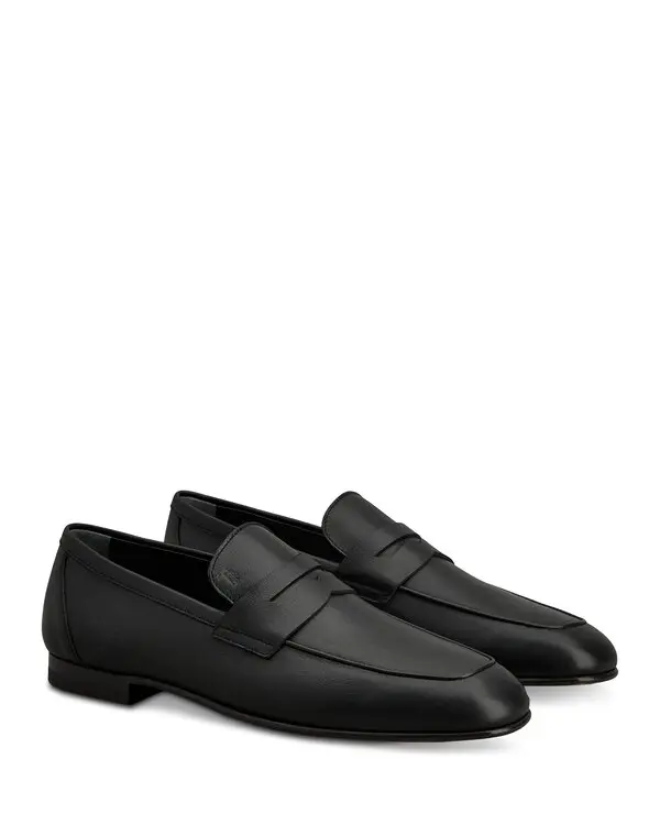 TOD'S Leather Penny Loafers - Black