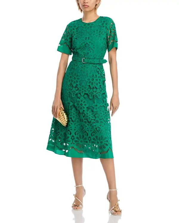 Elie Tahari The Gaia Lace Dress In Jade - 77% Off | Editorialist