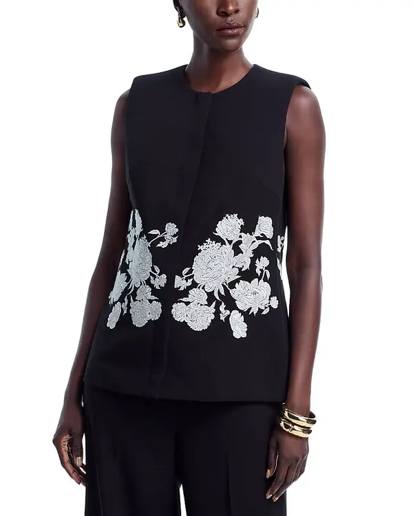 Elie Tahari Isla Embroidered Sleeveless Jacket
