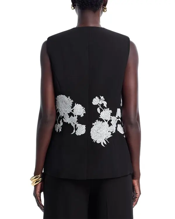 Elie Tahari Isla Embroidered Sleeveless Jacket
