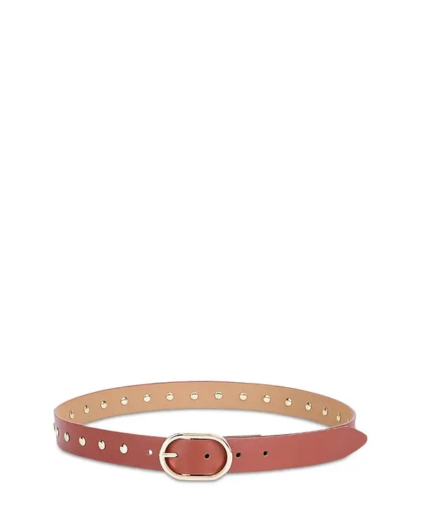 Ettika Boyfriend Studded Leather Belt - Cognac