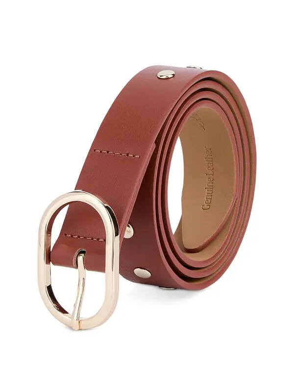 Ettika Boyfriend Studded Leather Belt - Cognac