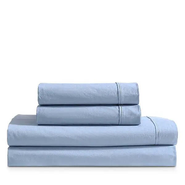 Calvin Klein Washed Percale Cotton Sheet Set, Full - Chambray Blue