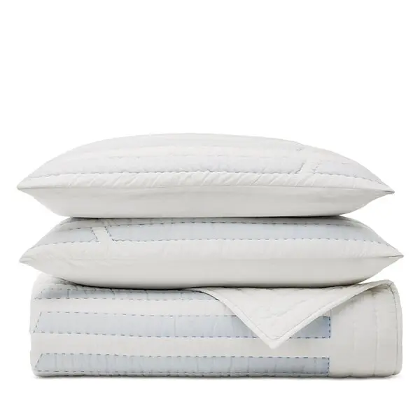 BOLL & BRANCH Shoreline Quilt Set, Full/queen - White/seabreeze