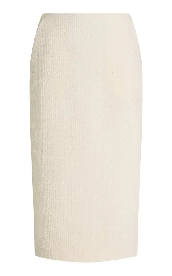David Koma Bouclé Midi Pencil Skirt - White