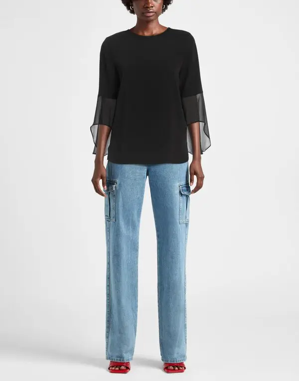 Calvin Klein Crepe Top With Bell Sleeves