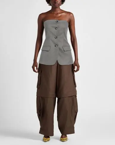 VICOLO Pinstriped Flannel Tube Top - Grey