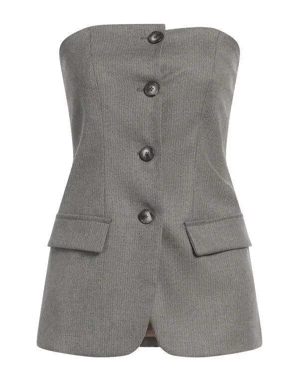 VICOLO Pinstriped Flannel Tube Top - Grey