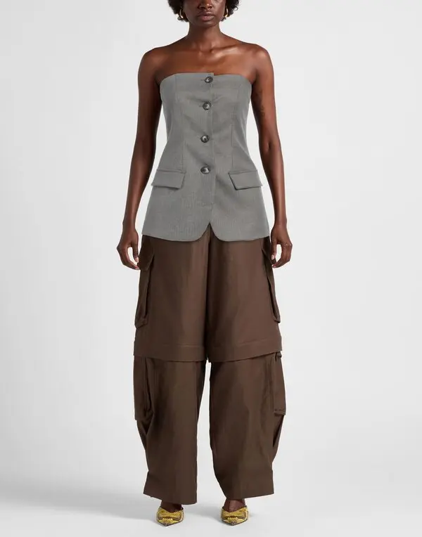 VICOLO Pinstriped Flannel Tube Top - Grey