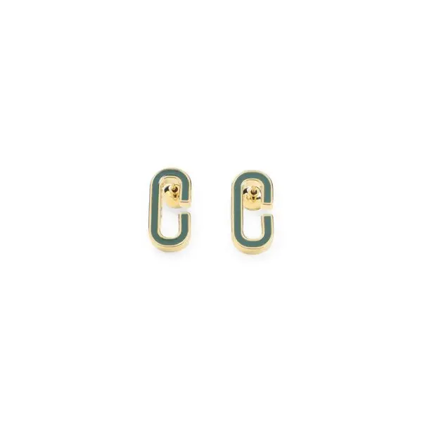 Casablanca Enamel C Link Stud Earrings - Grey