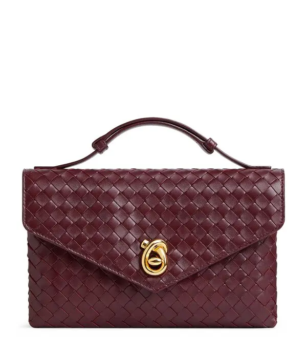 Bottega Veneta Leather Knot Lock Top Handle Bag - Red
