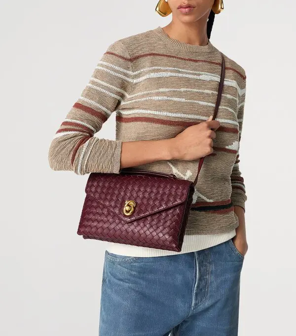 Bottega Veneta Leather Knot Lock Top Handle Bag - Red