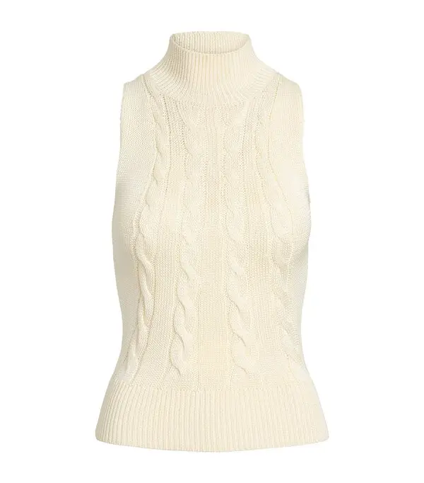 Ralph Lauren Silk High-neck Sleeveless Sweater - Beige