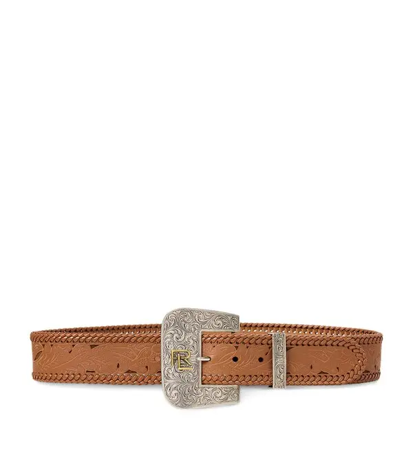 Ralph Lauren Tooled-buckle Leather Belt - Gold