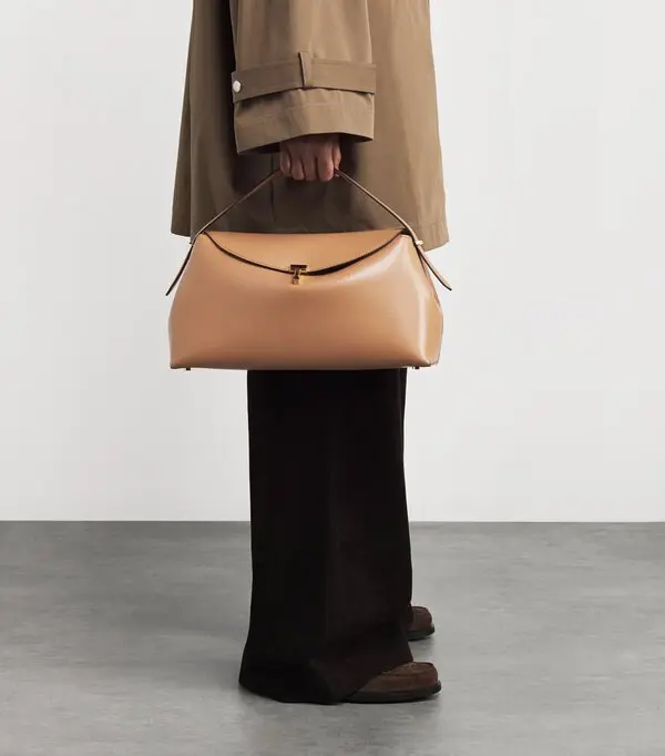 TOTEME Leather T-lock Top-handle Bag - Brown