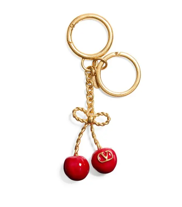 Valentino Garavani Vlogo Cherry Keychain - Gold