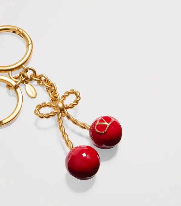 Valentino Garavani Vlogo Cherry Keychain - Gold