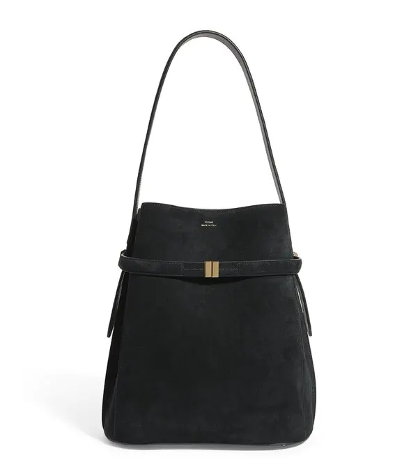 TOTEME Suede Bucket Shoulder Bag - Black