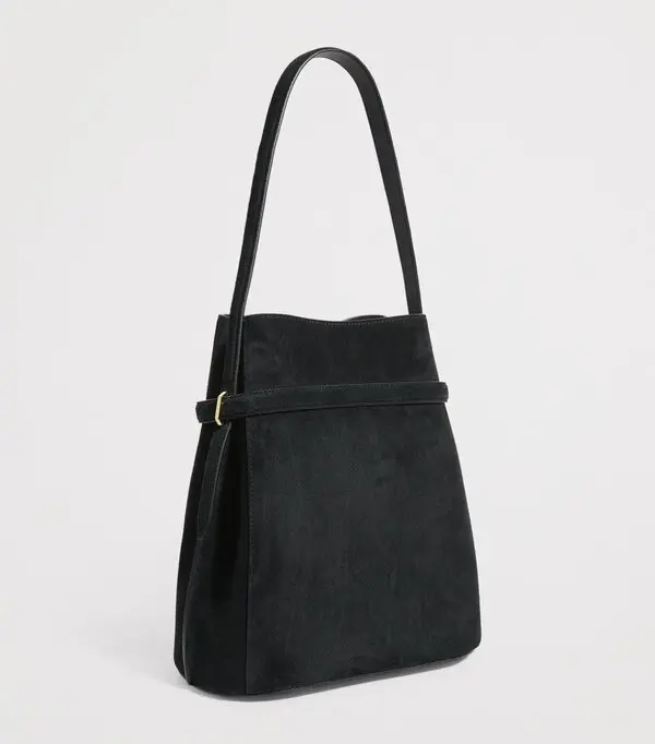 TOTEME Suede Bucket Shoulder Bag - Black