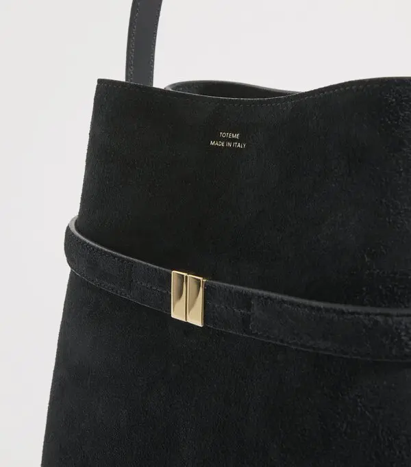 TOTEME Suede Bucket Shoulder Bag - Black